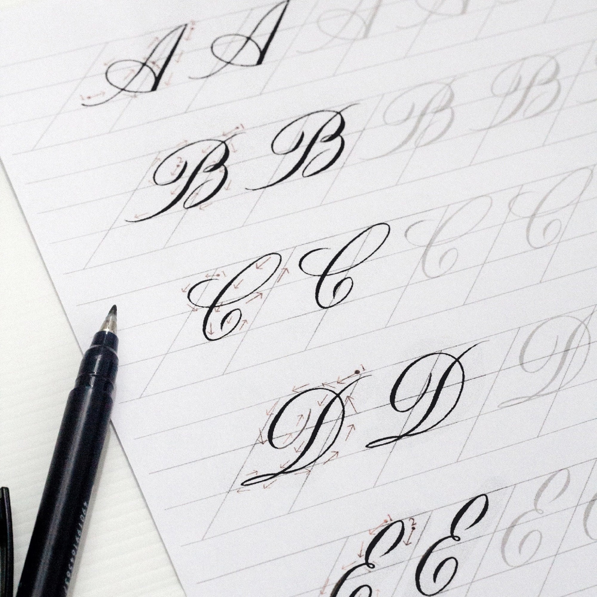 PRINTABLE Uppercase Brush Calligraphy Practice Sheets - Etsy