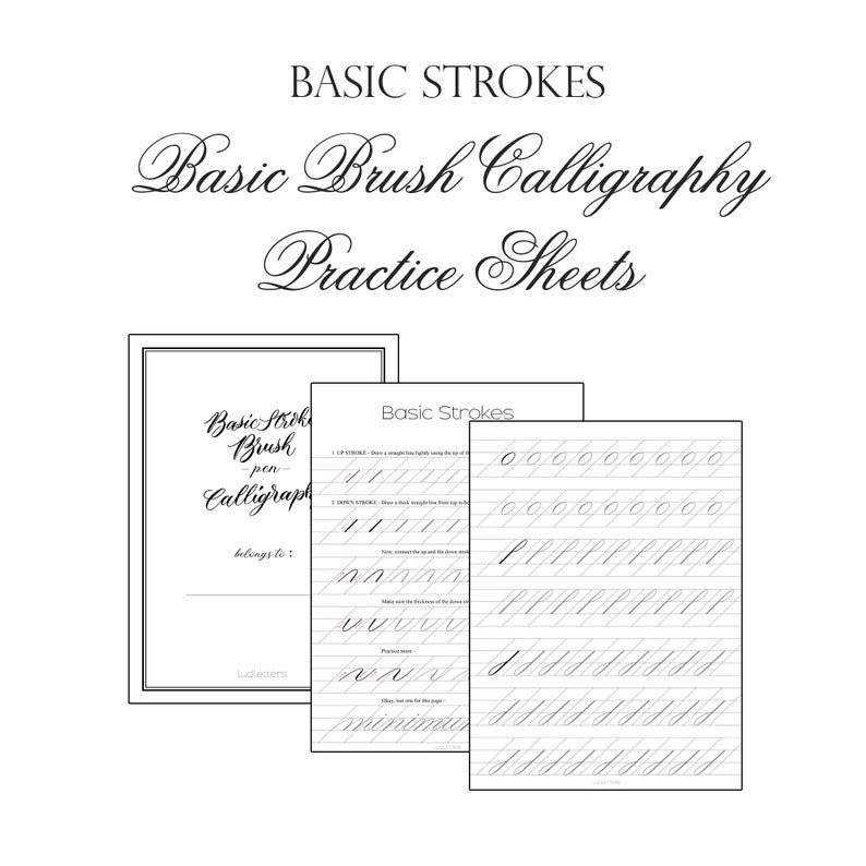 PRINTABLE Basic Strokes Brush Calligraphy Practice Sheets - Etsy