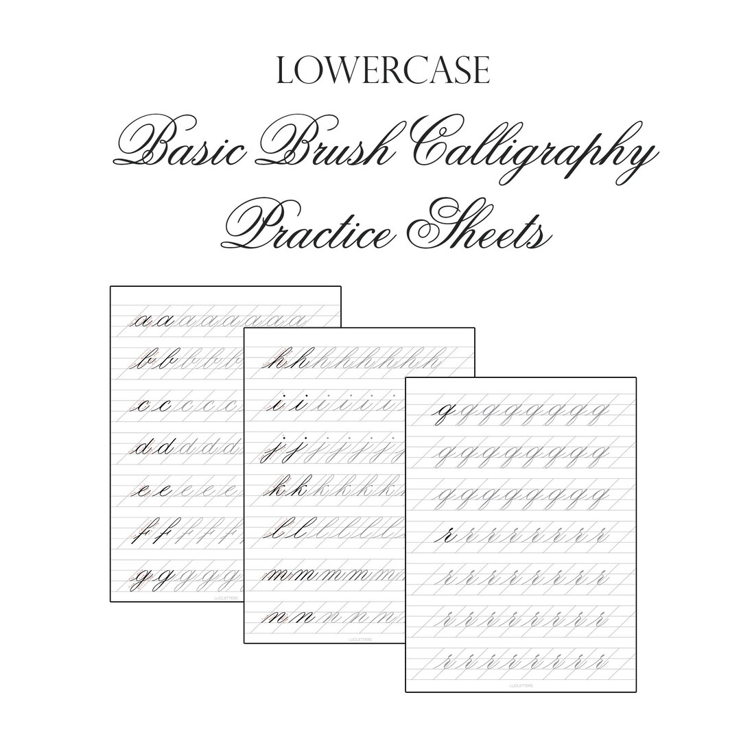 PRINTABLE Lowercase Brush Calligraphy Practice Sheets - Etsy