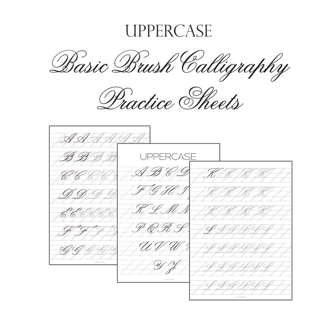PRINTABLE Uppercase Brush Calligraphy Practice Sheets - Etsy