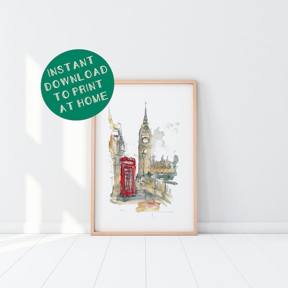 London Red Phone Box Printable Sketch: Instantly Download and - Etsy