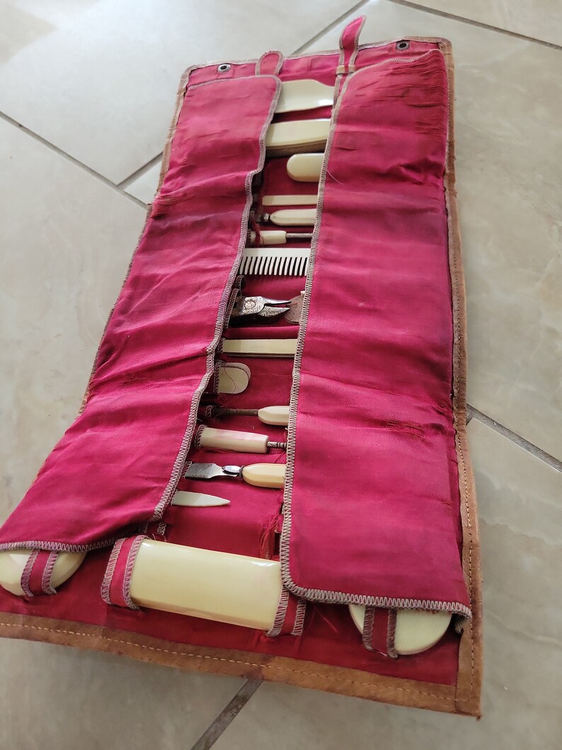 Vintage 18 Piece Manicure Set From the 1920's. It is a Fold Over to ...