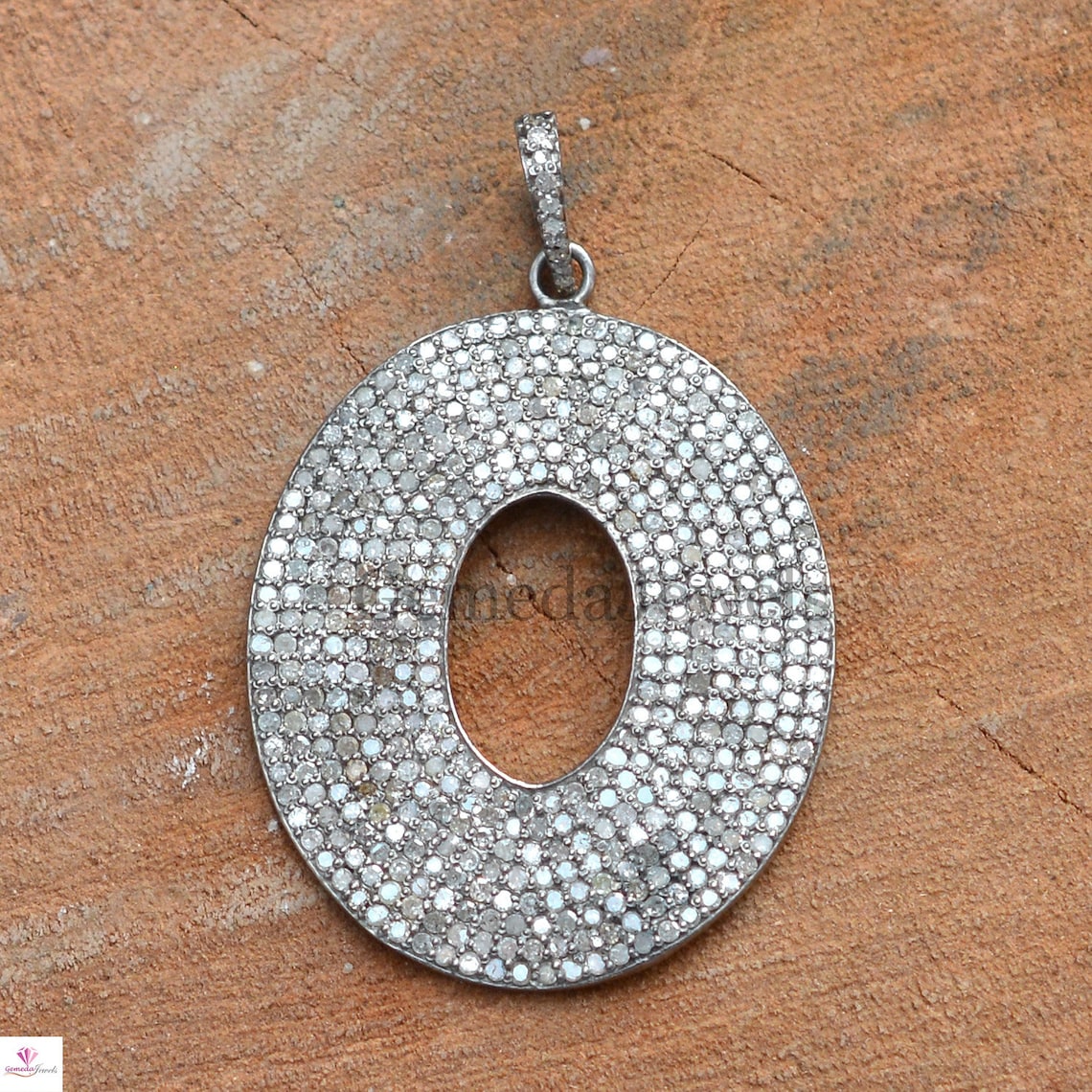 Pave Diamond Pendant Sterling Silver Jewelry Diamond | Etsy