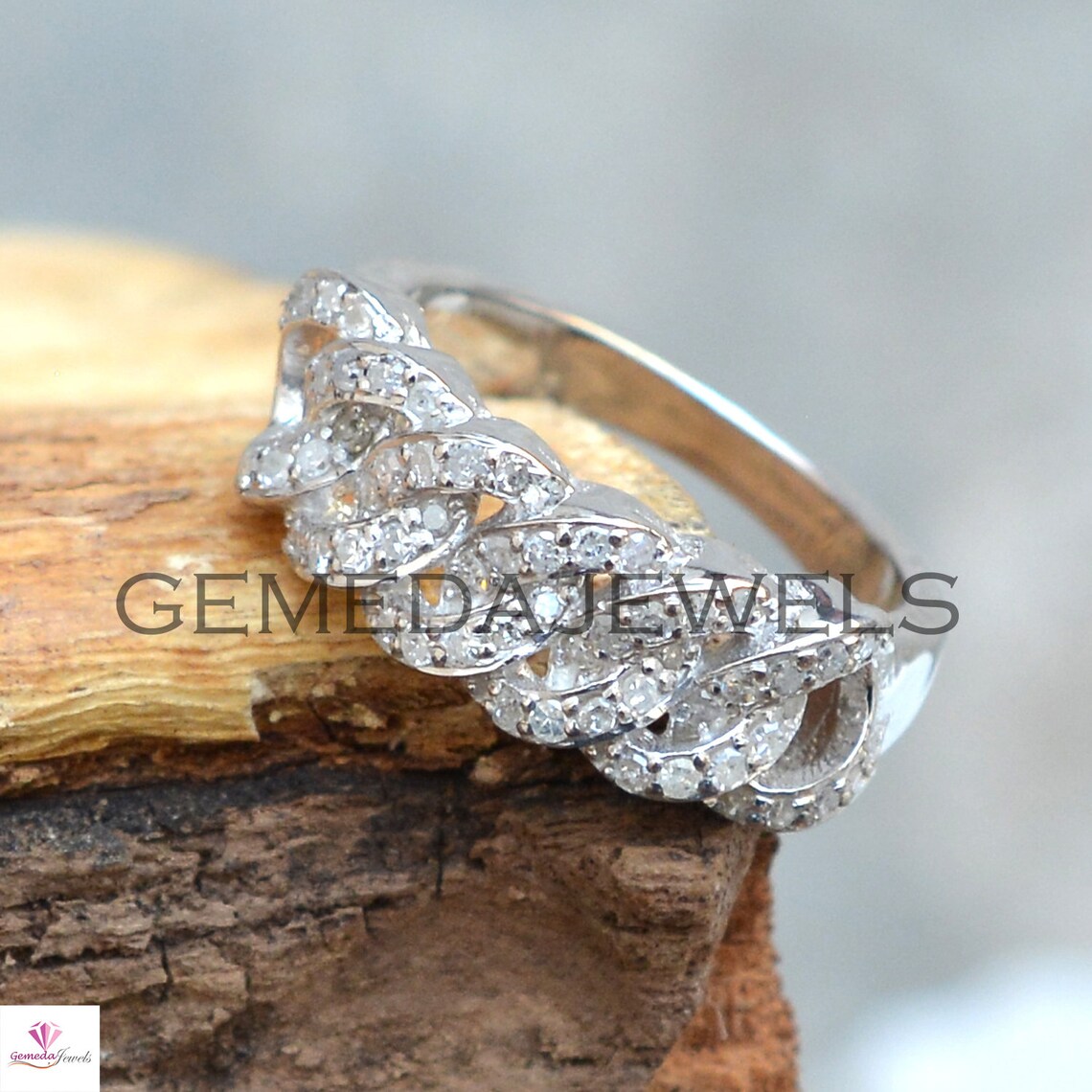 Sale Pave Diamond Ring 925 Sterling Silver Jewelry Diamond - Etsy