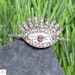 Natural Pave Diamond Ring Red Ruby Evil Eye Ring Sterling - Etsy
