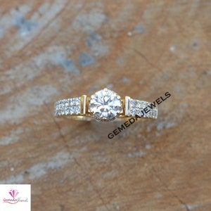 Center Diamond VS1 H Color Ring Solid 18k Yellow Gold Ring - Etsy