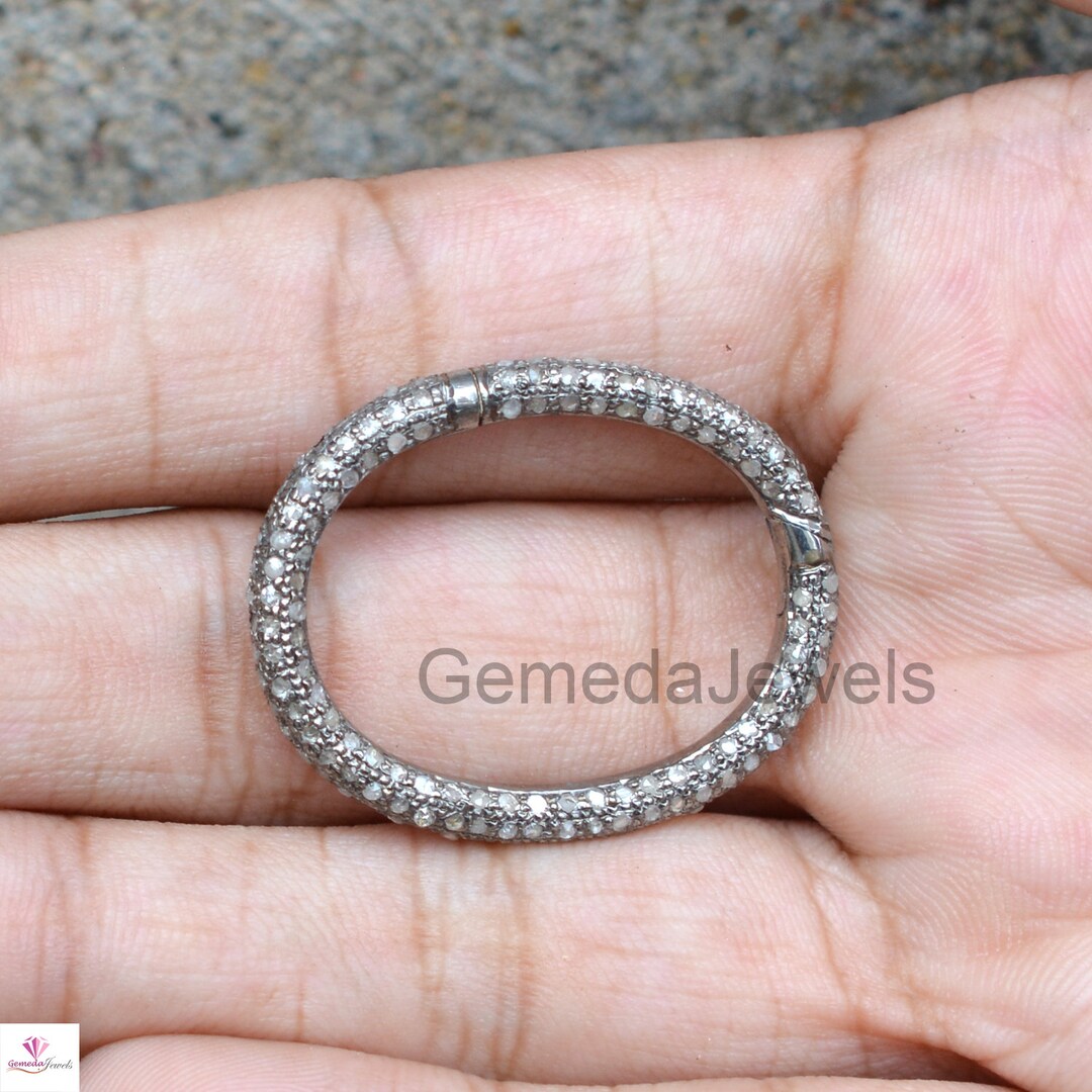 Pave Diamond Clasp Lock Jewelry, Sterling Silver Finding, Charm Ring ...