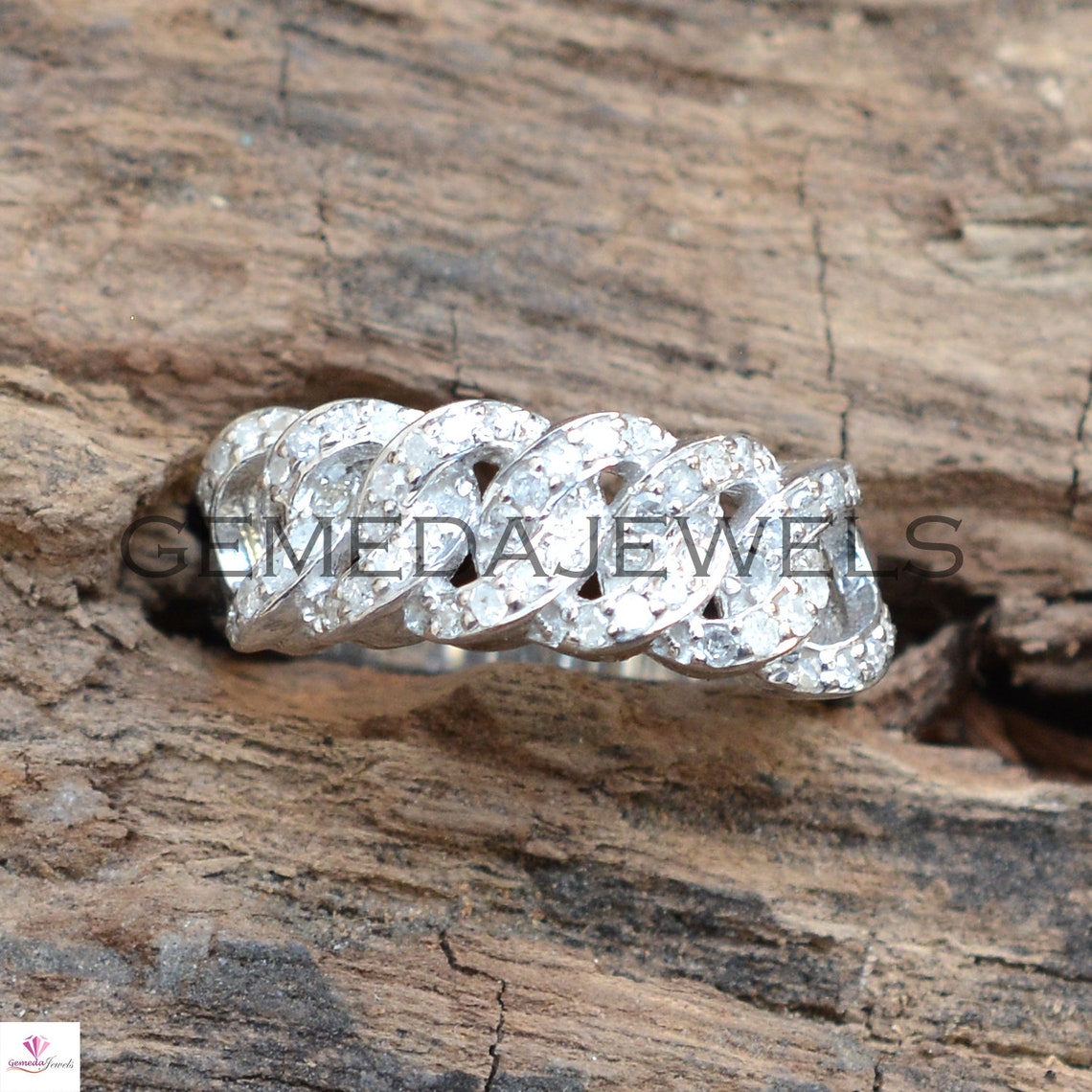 Sale Pave Diamond Ring 925 Sterling Silver Jewelry Diamond - Etsy