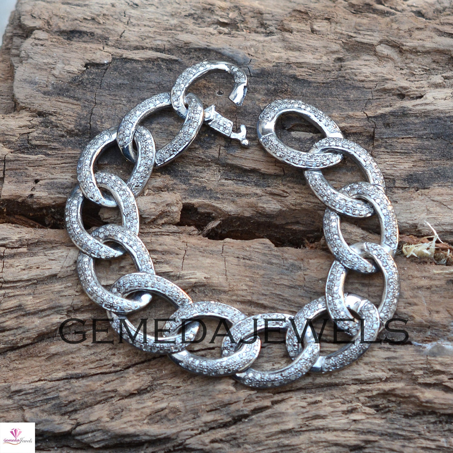Pave Diamond Bracelet Pave Diamond Jewelry Sterling Silver - Etsy