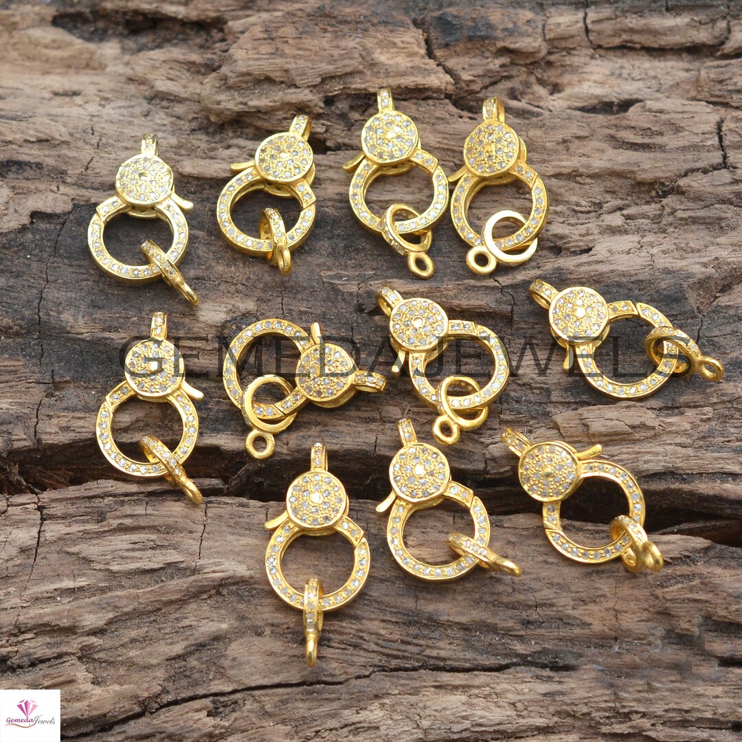 Yellow Gold Vermeil Diamond Lobster Clasp: 925 Silver Jewelry Finding ...