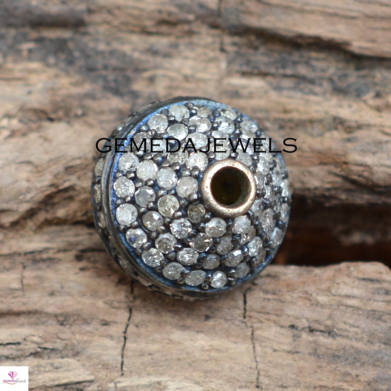 Genuine Pave Diamond Beads Diamond Finding Beads Sterling | Etsy