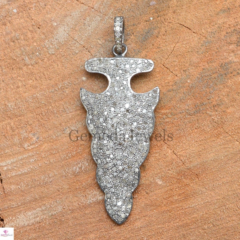 Pave Diamond Arrowhead Pendant Sterling Silver Jewelry | Etsy