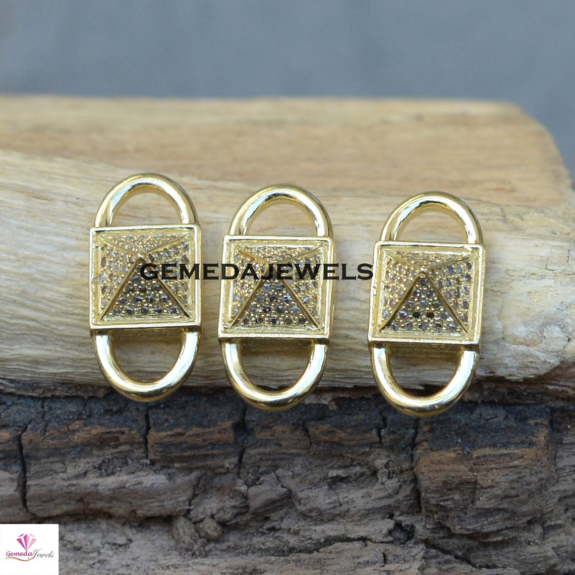 Pave Diamond Connector Double Loop Connector 925 Silver - Etsy