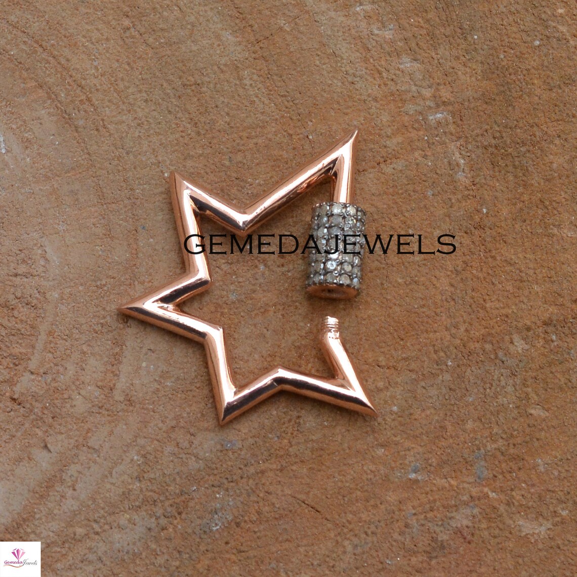 Genuine Pave Diamond Carabiner Lock Diamond Silver Jewelry | Etsy