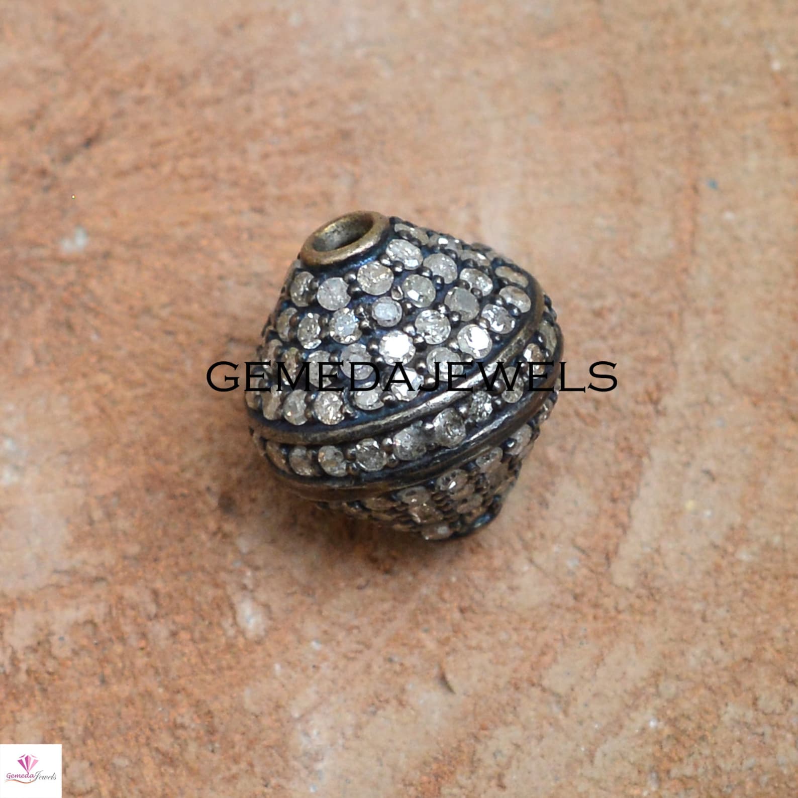 Genuine Pave Diamond Beads Diamond Finding Beads Sterling | Etsy