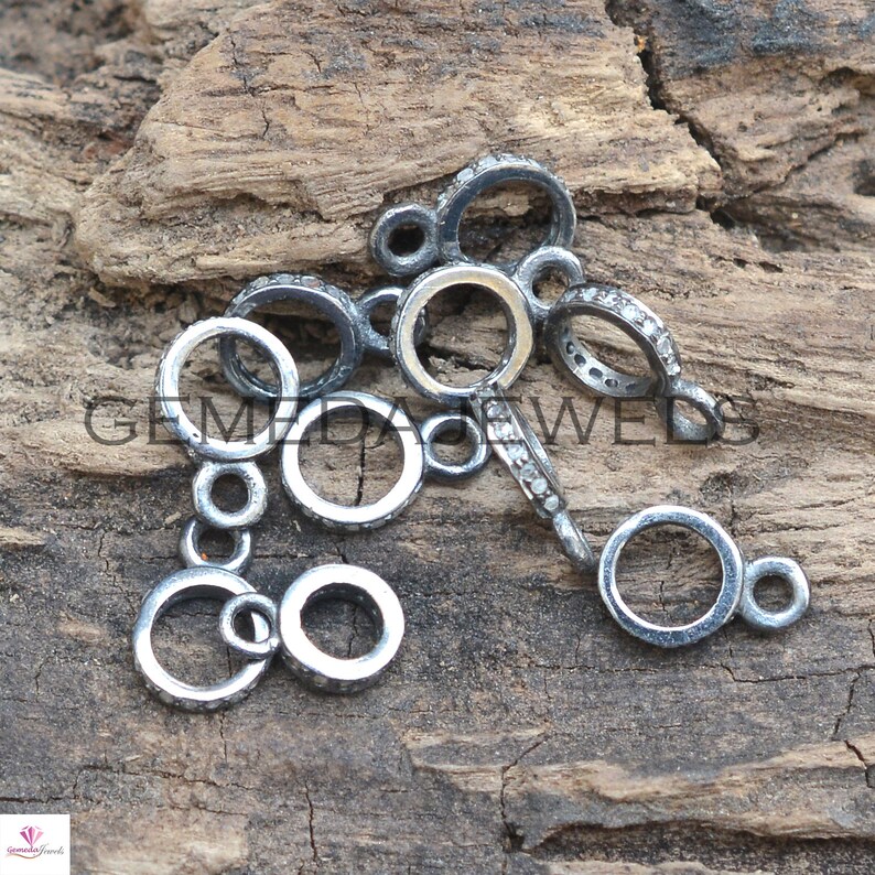 10 Pcs Lot Pave Diamond Bail 925 Silver Gold Plated Finding - Etsy