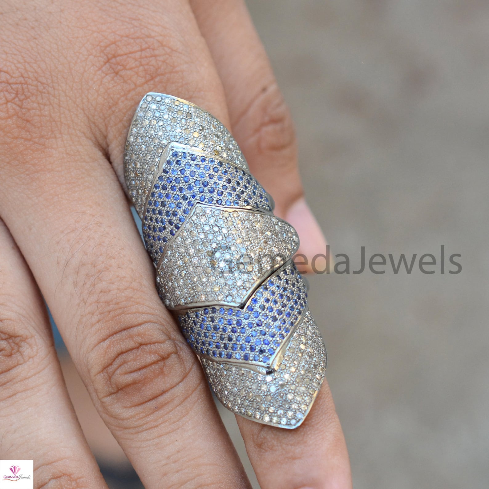 Sale Genuine Pave Diamond Ring Diamond Full Finger Knuckle | Etsy