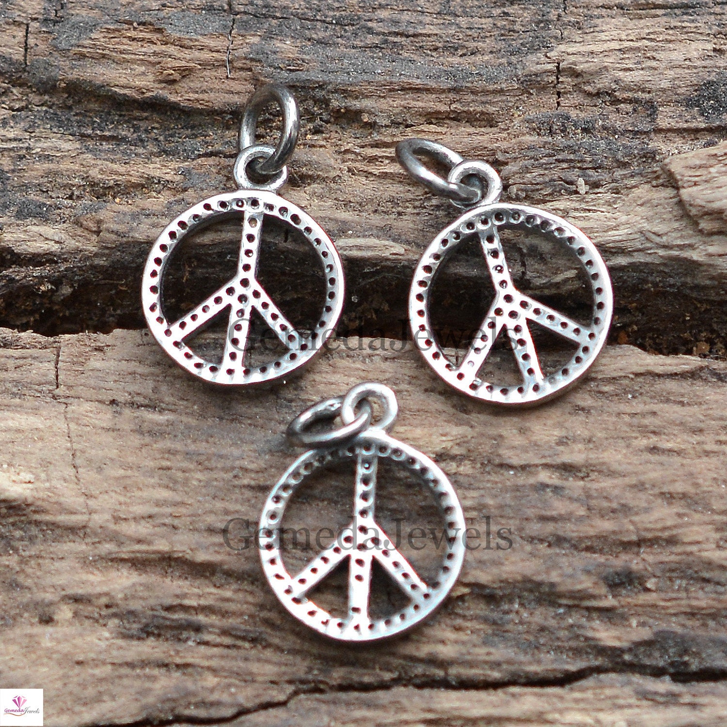 Genuine Pave Diamond Charms Pendant Peace Sign Diamond - Etsy