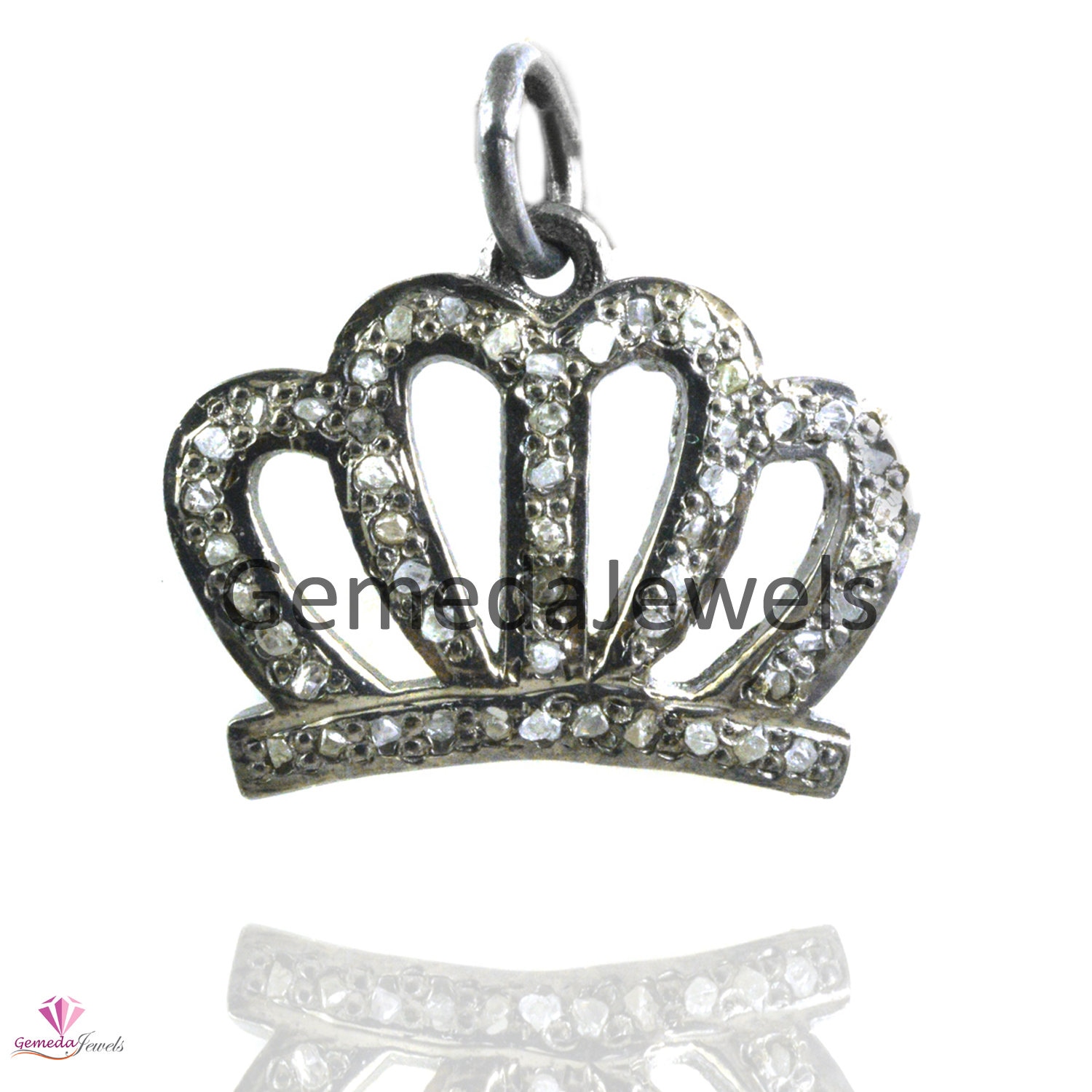 Natural Diamond Pendant Designer Crown Pendant 925 Sterling | Etsy