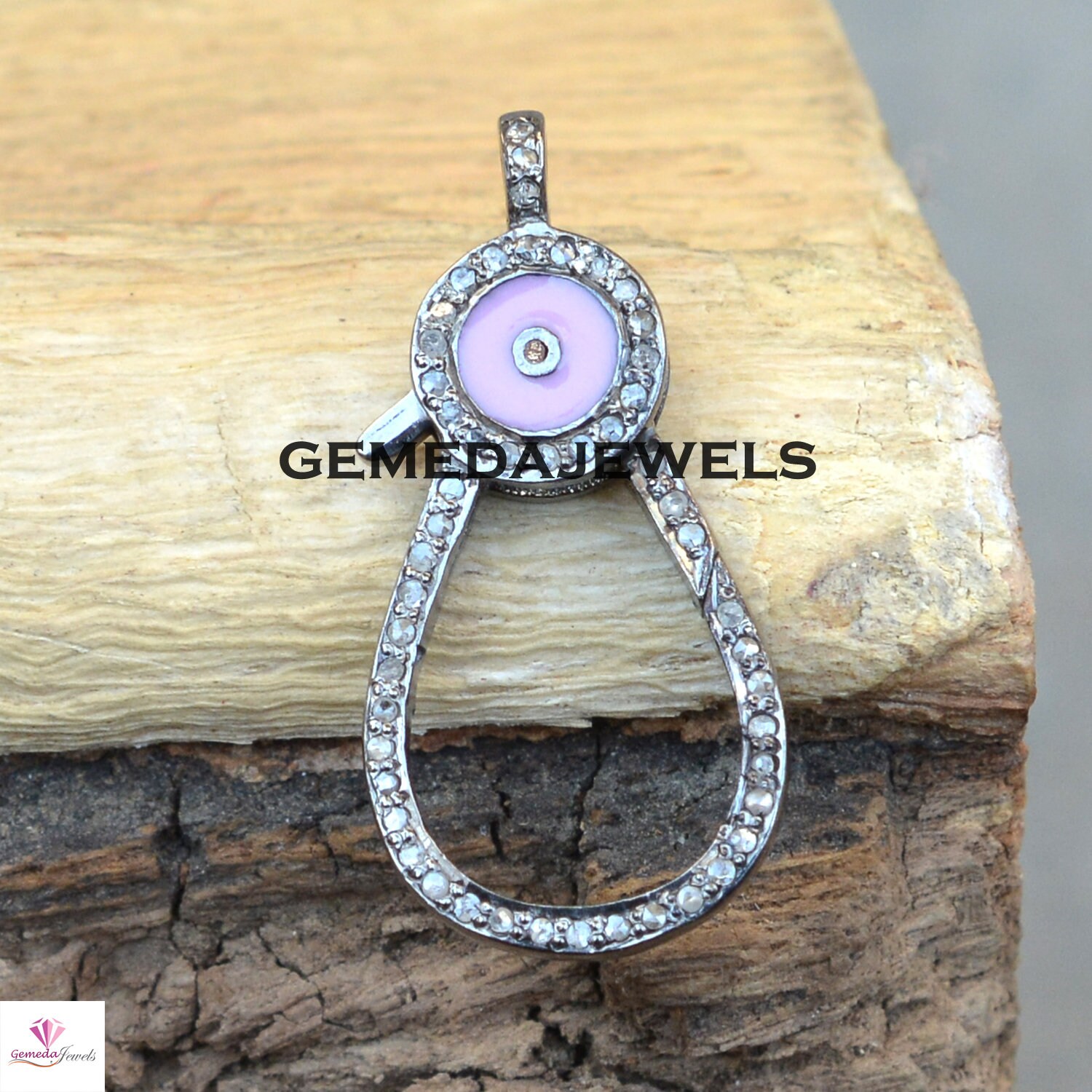 Pave Diamond Clasp Lock Enamel Silver Lock 925 Silver - Etsy