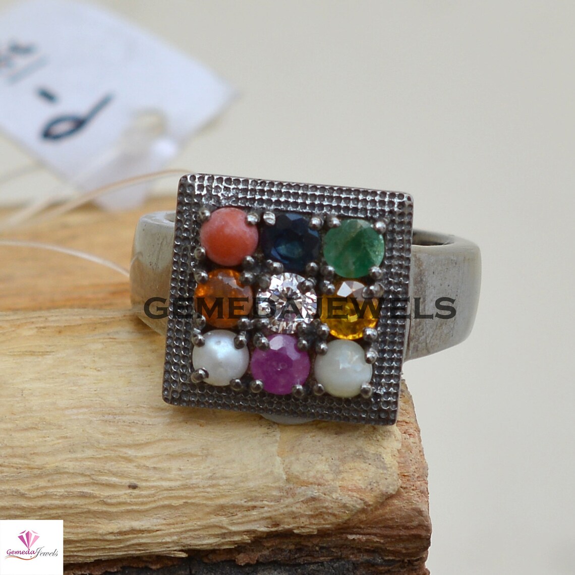 Genuine Navratna Gemstone Ring Sterling Silver Gemstone Ring - Etsy
