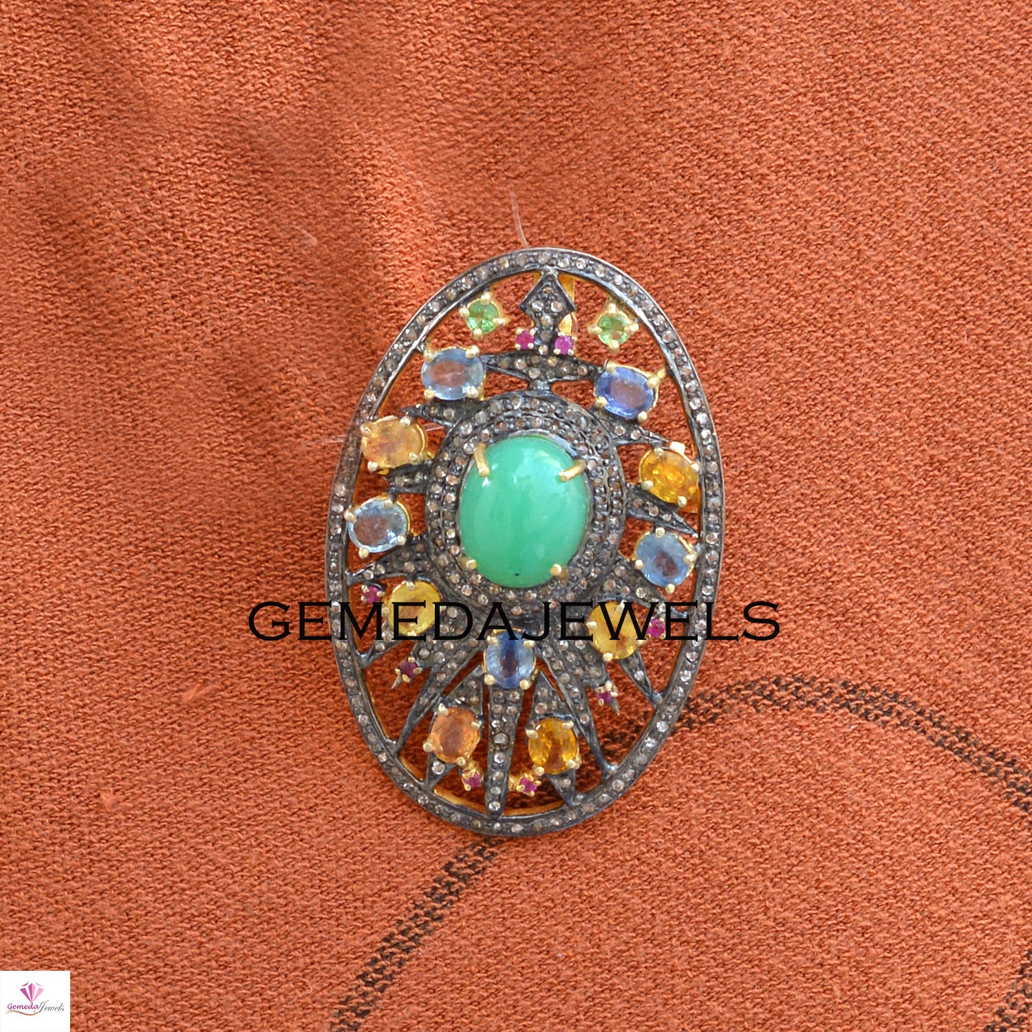 Chrysoprase Gemstone Brooch Multi Gemstone Brooch Pendant | Etsy