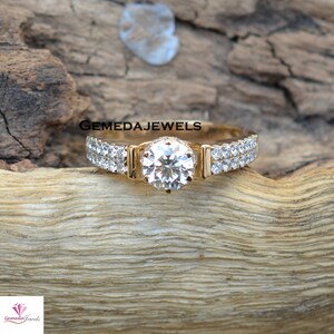 Center Diamond VS1 H Color Ring Solid 18k Yellow Gold Ring - Etsy