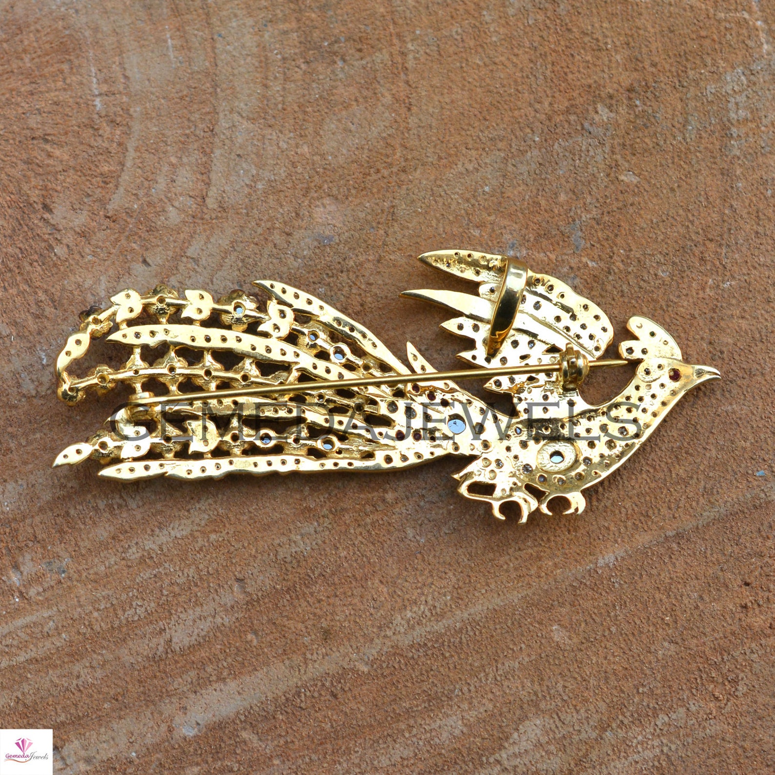 Pave Diamond Brooch Rose Cut Diamond Brooch 925 Silver Gold | Etsy