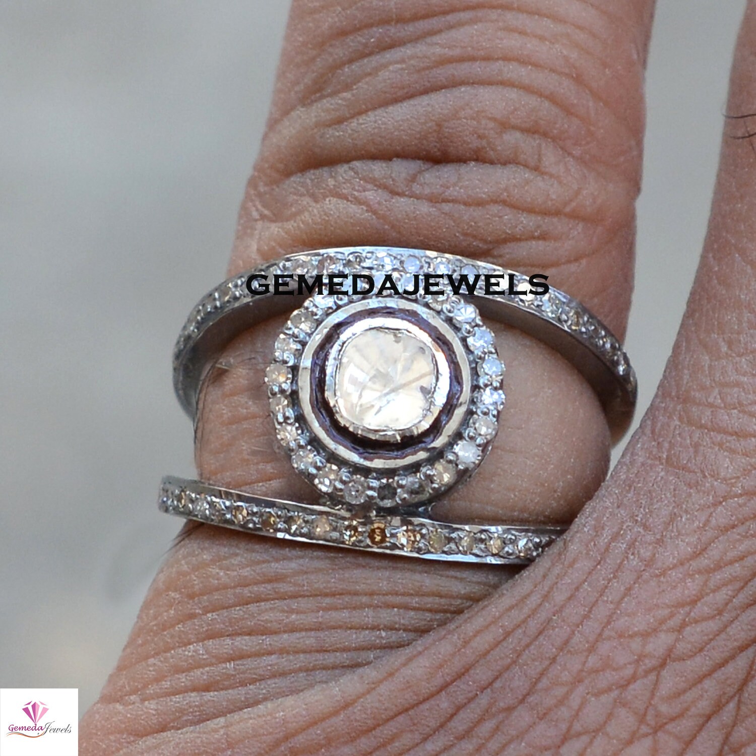 Polki Diamond Ring 925 Silver Jewelry Pave Diamond Ring | Etsy