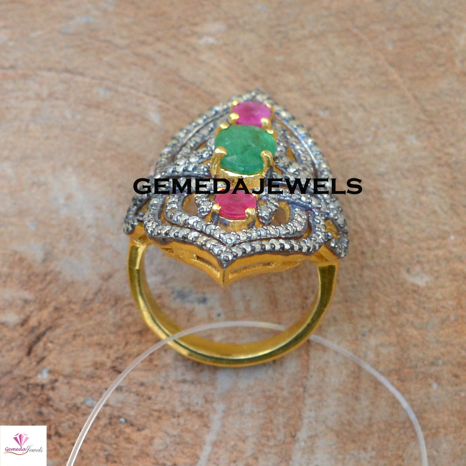 Emerald Gemstone Ring Ruby Gemstone Ring 925 Silver Jewelry - Etsy