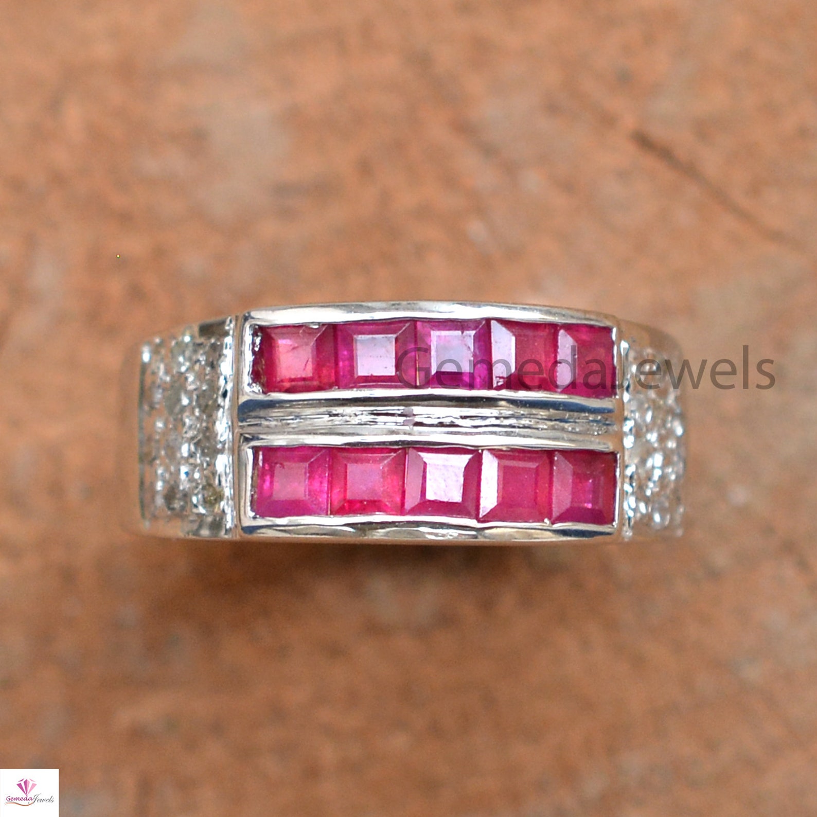 Ruby Gemstone Ring Pave Diamond Jewelry Sterling Silver - Etsy
