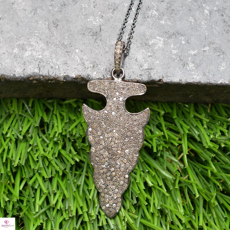 Pave Diamond Arrowhead Pendant Sterling Silver Jewelry | Etsy