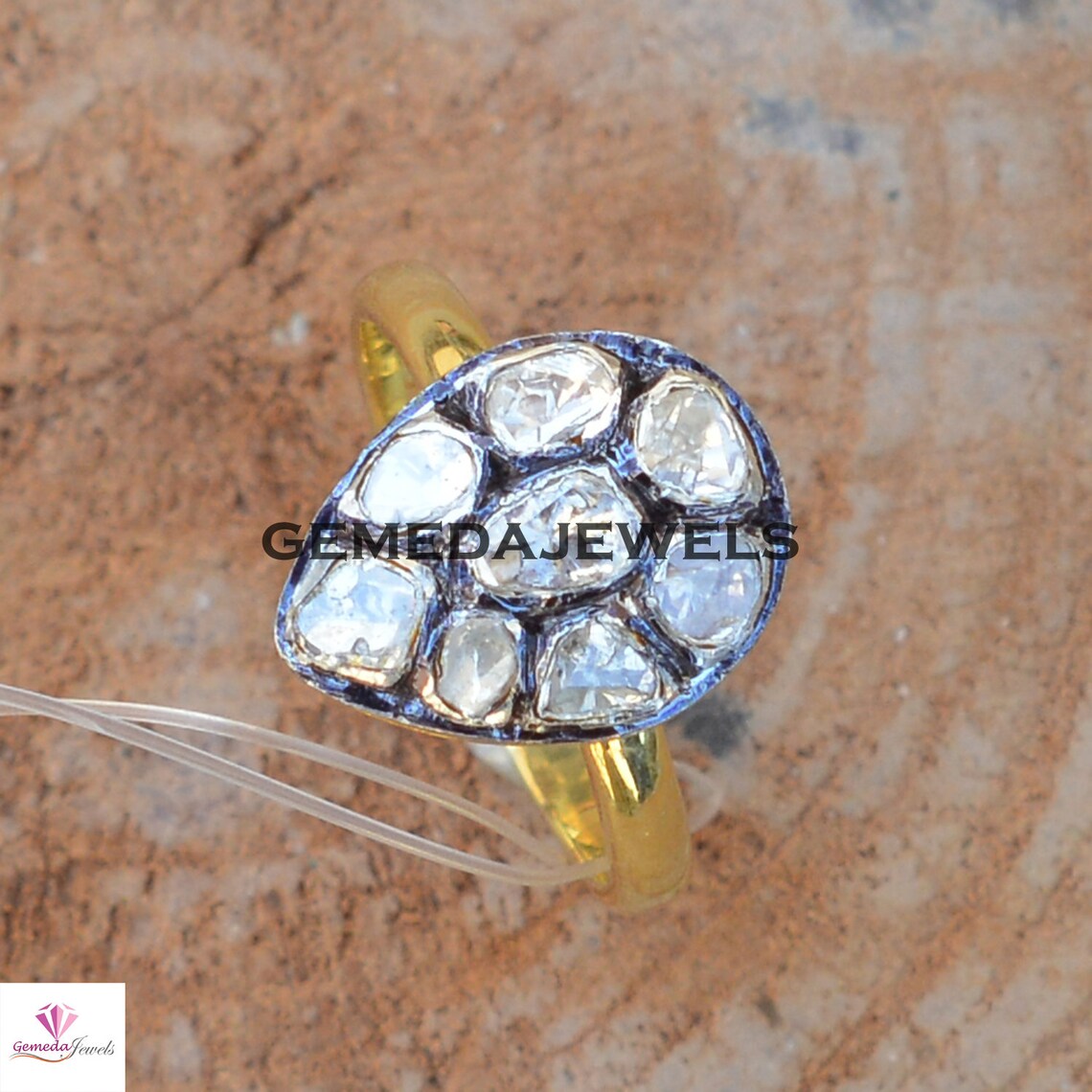 Polki Diamond Ring Gold Filled Silver Ring Polki Silver - Etsy