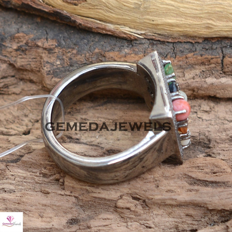 Genuine Navratna Gemstone Ring Sterling Silver Gemstone Ring - Etsy