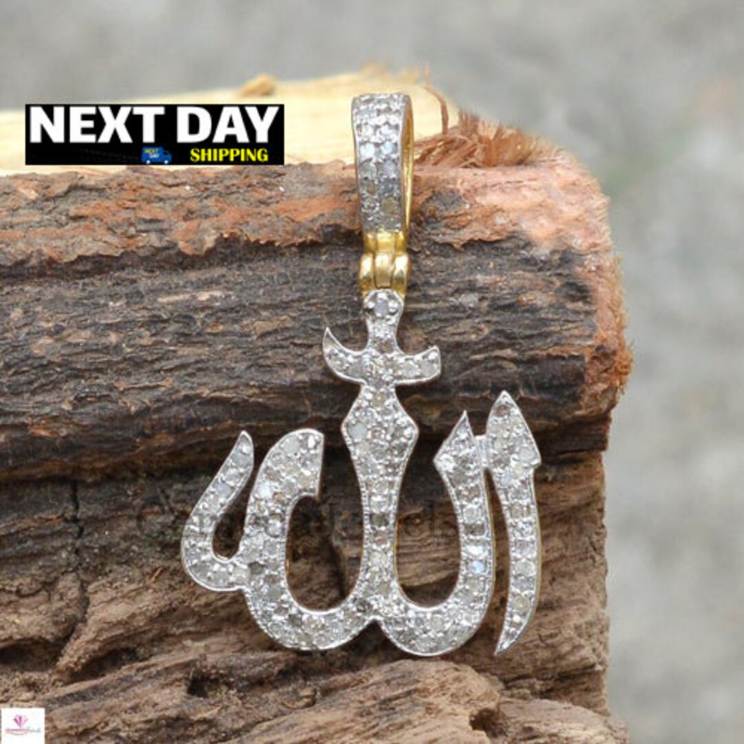 Sterling Silver Jewelry, Pave Diamond Allah Pendant, Handmade Silver ...