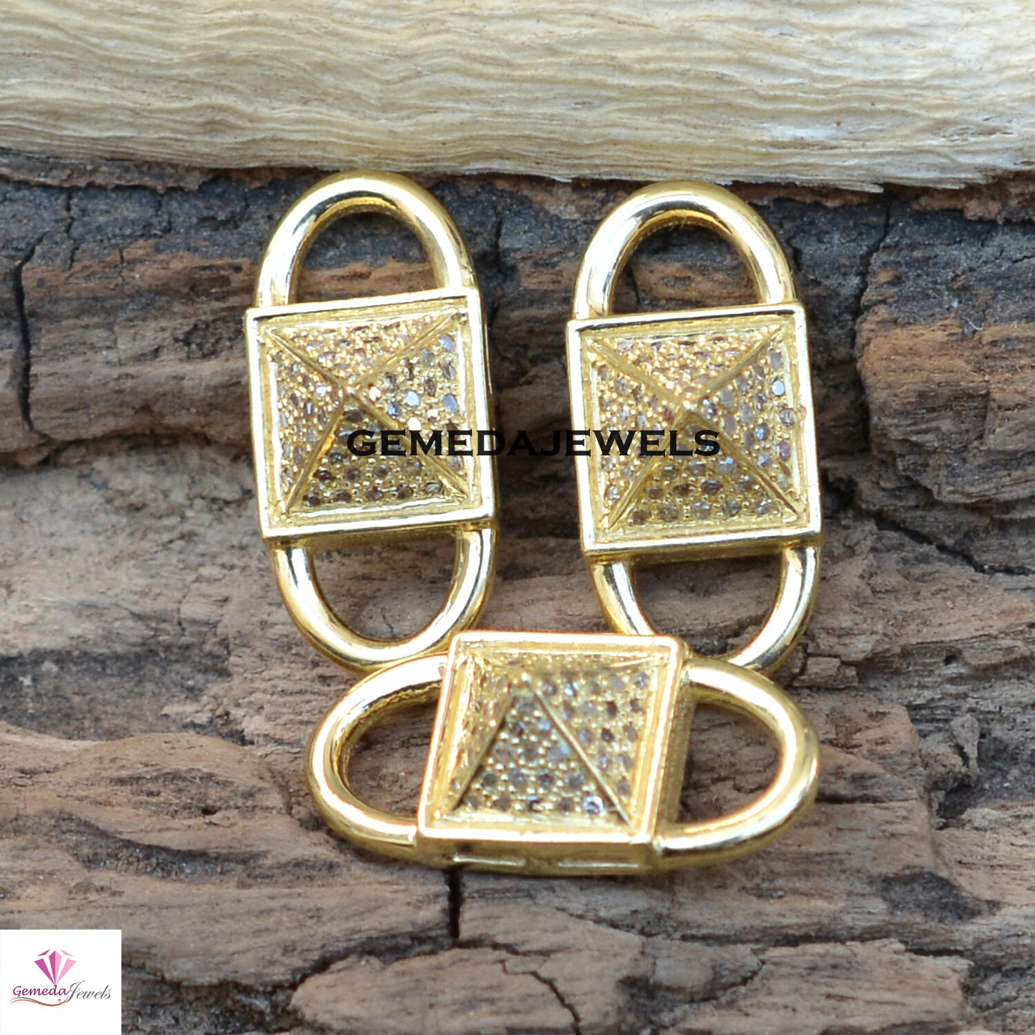 Pave Diamond Connector Double Loop Connector 925 Silver | Etsy