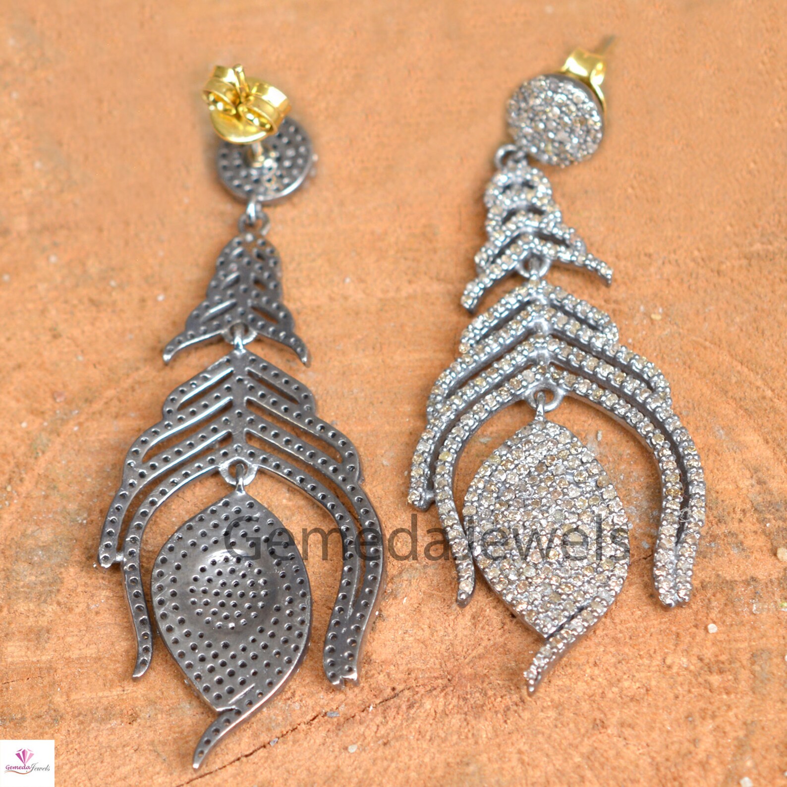 3.40cts Pave Diamond Earrings 14k Gold Earring Pave Diamond - Etsy