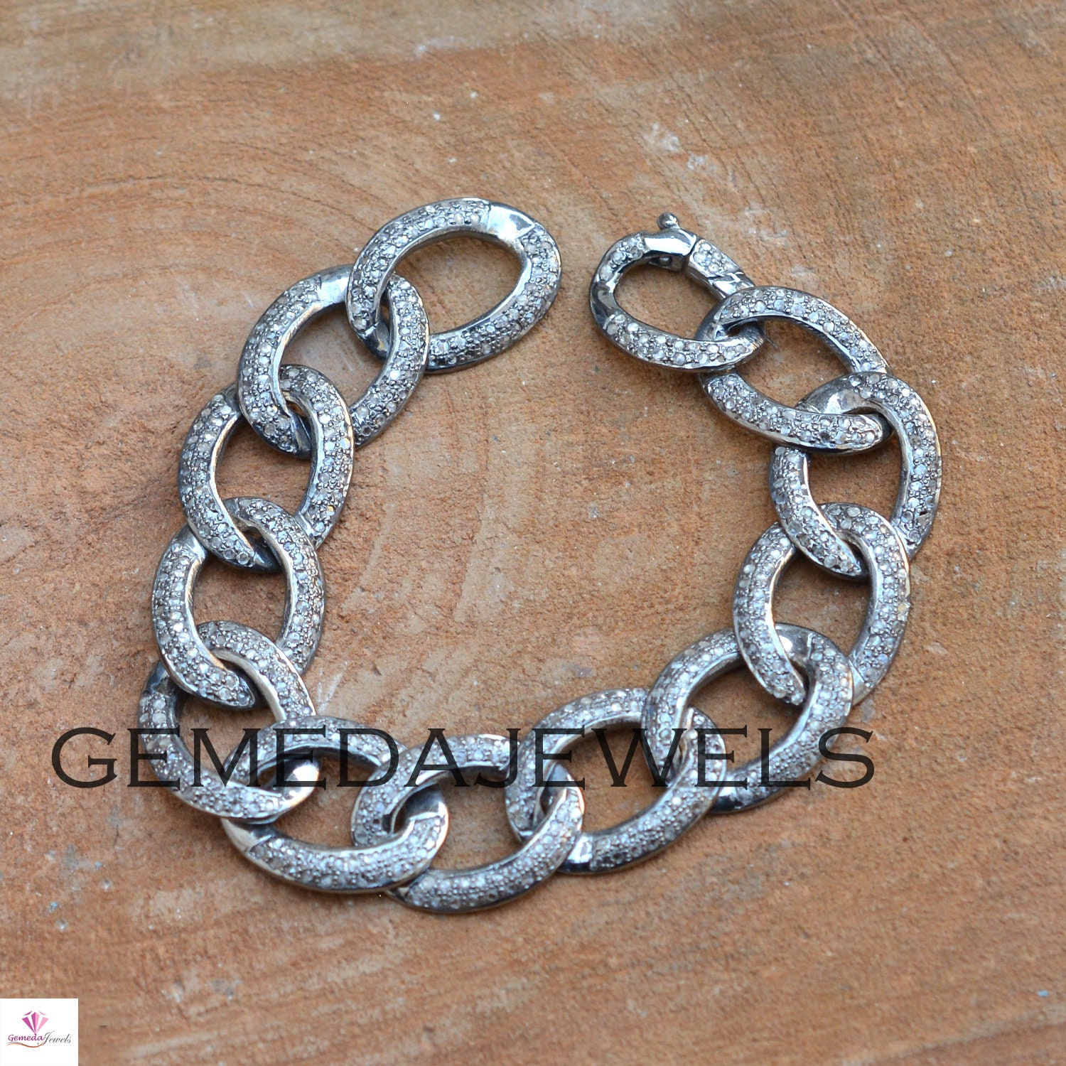 Pave Diamond Bracelet Pave Diamond Jewelry Sterling Silver - Etsy