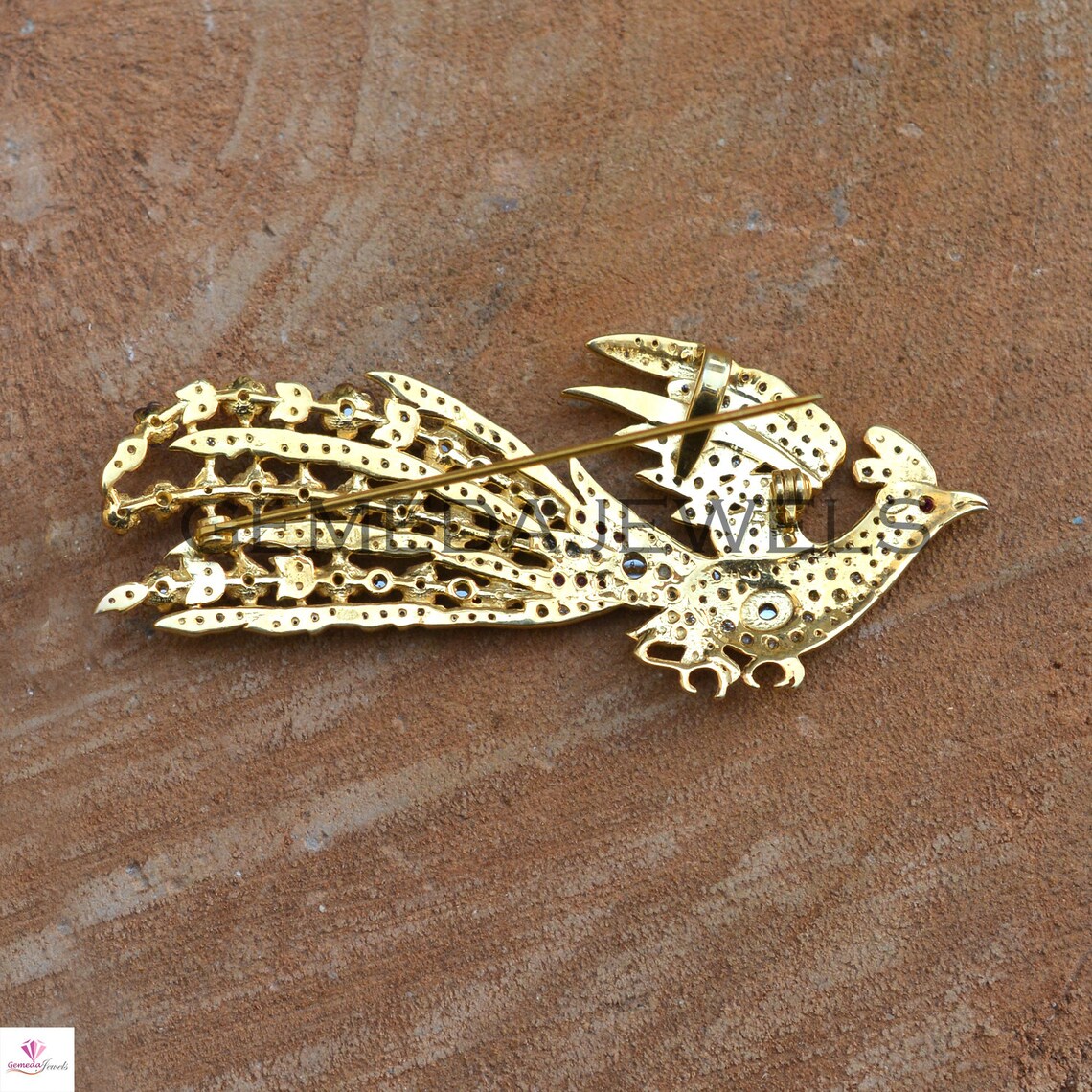 Pave Diamond Brooch Rose Cut Diamond Brooch 925 Silver Gold | Etsy