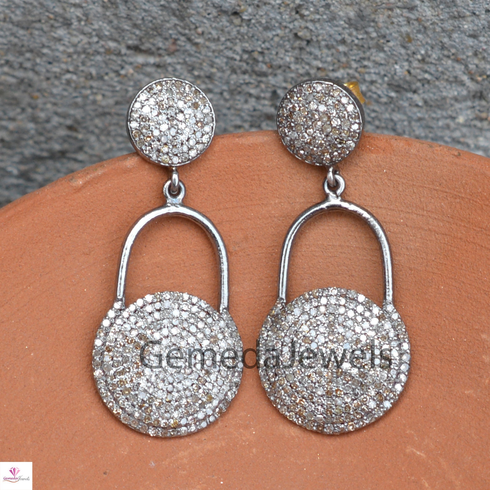 Pave Diamond Padlock Earrings: Sterling Silver Dangle Jewelry - Etsy
