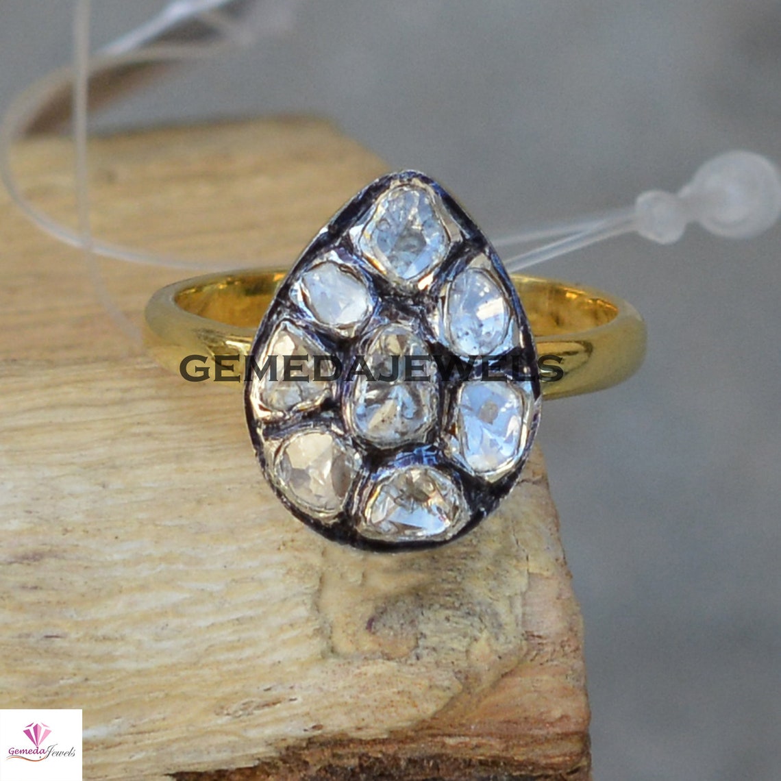 Polki Diamond Ring Gold Filled Silver Ring Polki Silver - Etsy