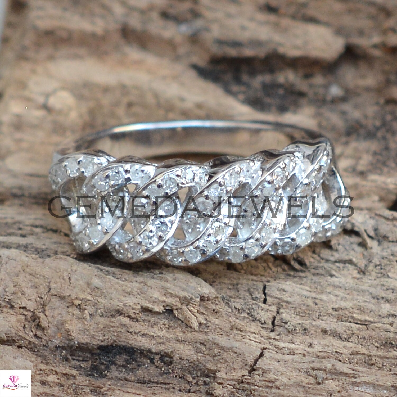 Sale Pave Diamond Ring 925 Sterling Silver Jewelry Diamond - Etsy