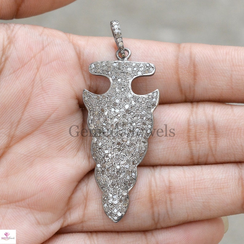 Pave Diamond Arrowhead Pendant Sterling Silver Jewelry | Etsy