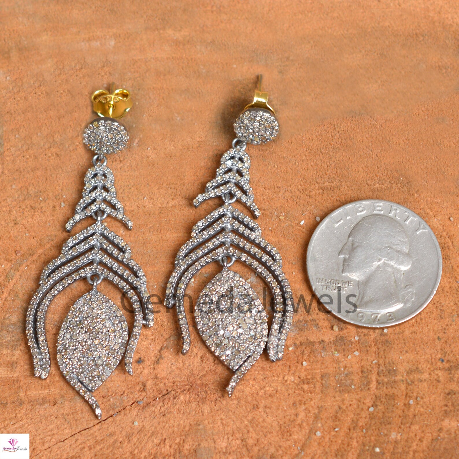 3.40cts Pave Diamond Earrings 14k Gold Earring Pave Diamond - Etsy