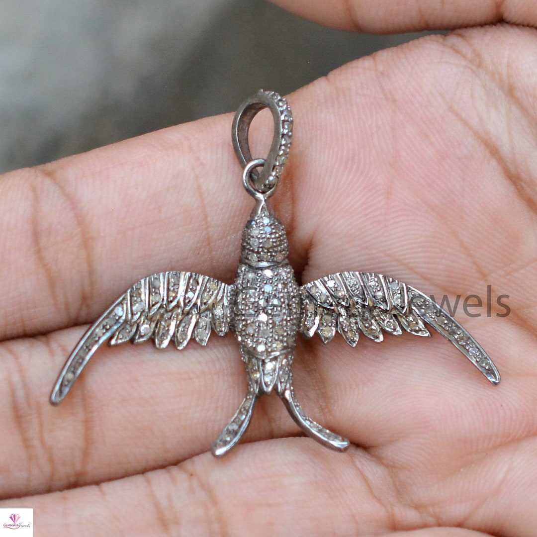 Halloween Jewelry!! Pave Diamond Eagle Pendant, 925 Sterling Silver ...