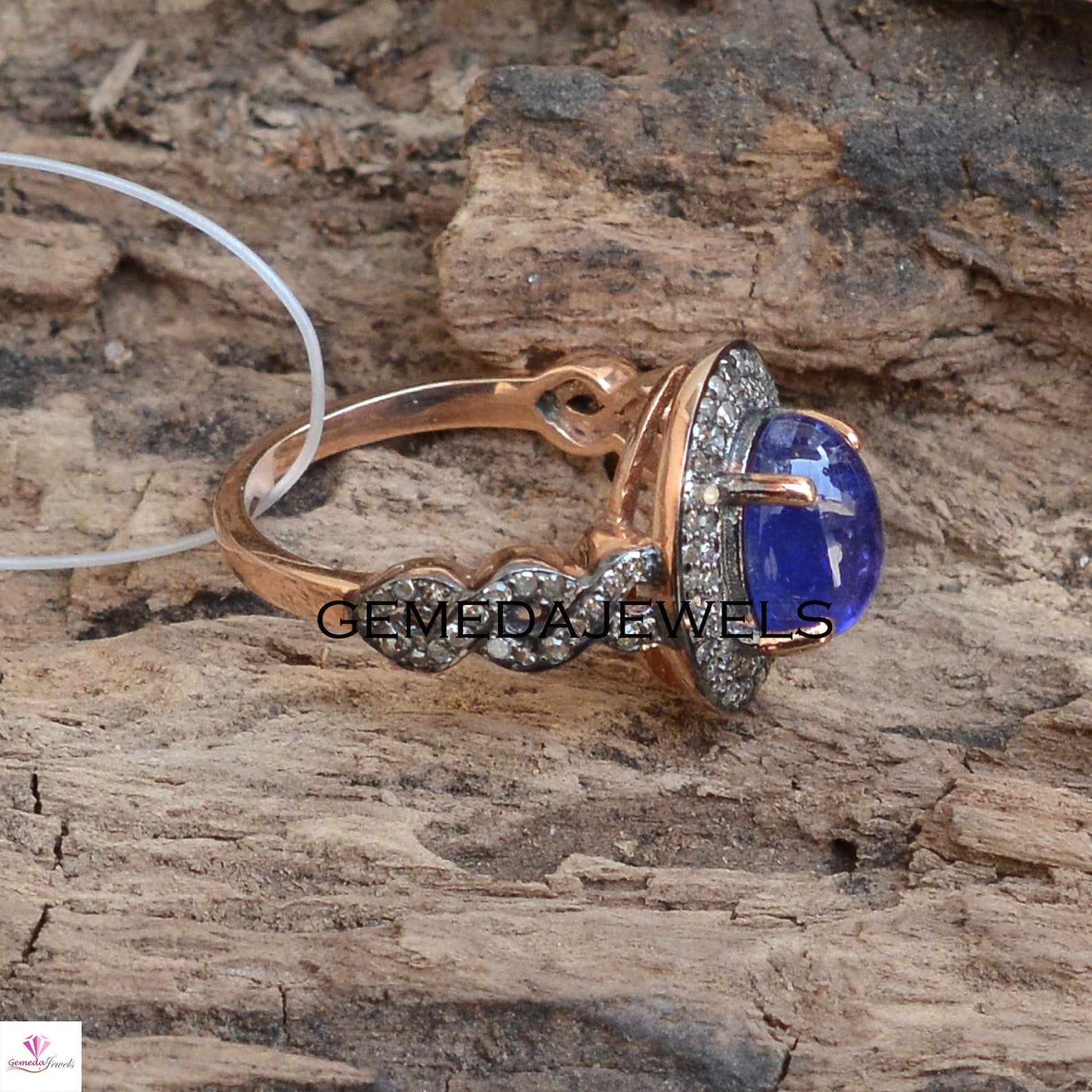 Genuine Tanzanite Gemstone Ring Pave Diamond Silver Jewelry - Etsy