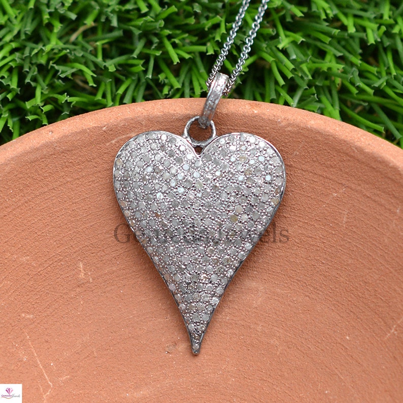Sale Pave Diamond Pendant 925 Sterling Silver Jewelry - Etsy