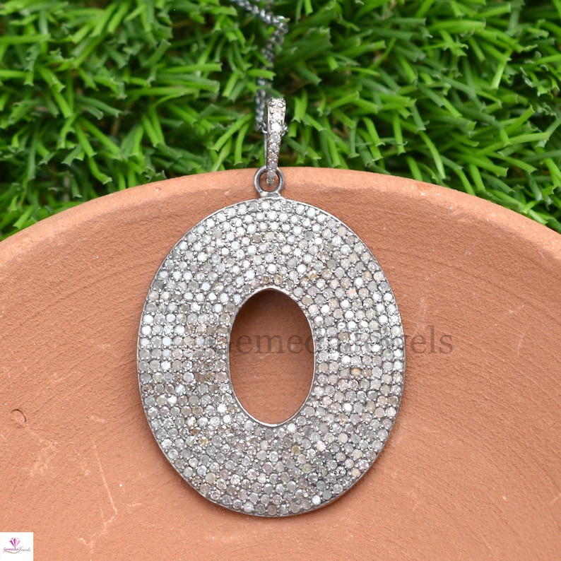 Pave Diamond Pendant Sterling Silver Jewelry Diamond - Etsy