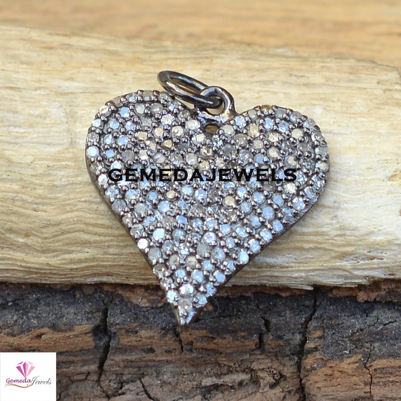 Sale Pave Diamond Heart Pendant 925 Silver Pendant Gold | Etsy