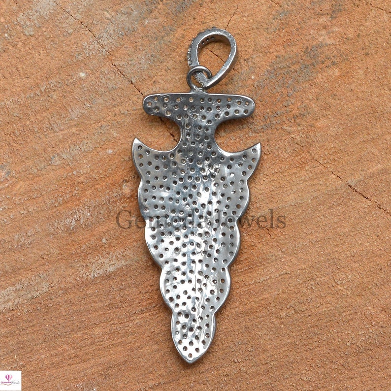 Pave Diamond Arrowhead Pendant Sterling Silver Jewelry | Etsy